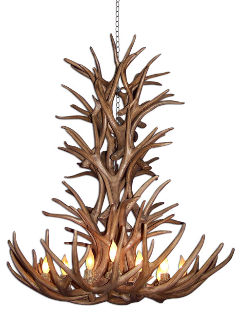 Reproduction Antler Rustic Mule Deer Chandelier, Xlarge - Rustic ...