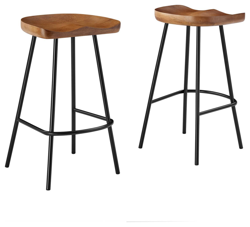 Concord Backless Wood Counter Stools - Set of 2 - Industrial - Bar ...