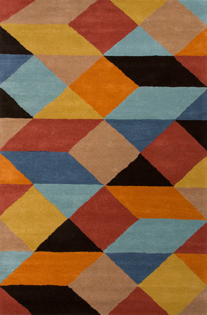 Hand-Tufted Geometric Pattern Wool Gray/Yellow Area Rug ( 2x3 ) modern ...