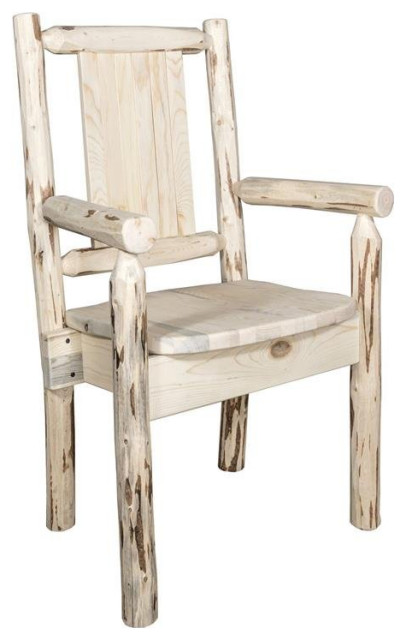Montana Woodworks Wood Captain's Chair with Moose Design in Natural ...