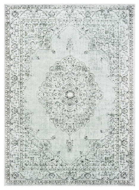 HomeRoots 120" x 168" Silver Viscose Oversize Rug, 120" x 168" x 0.13 ...