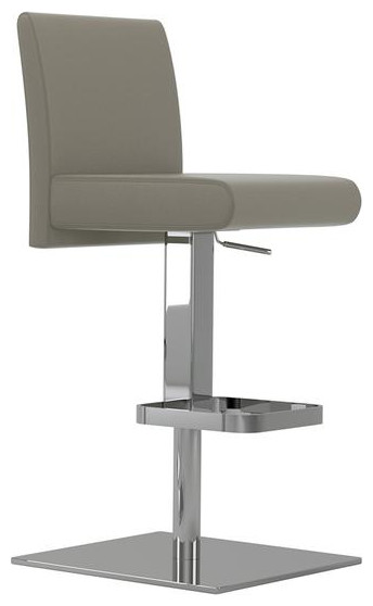 Vittoria adjustable 360 swivel bar stool in taupe top grain leather ...