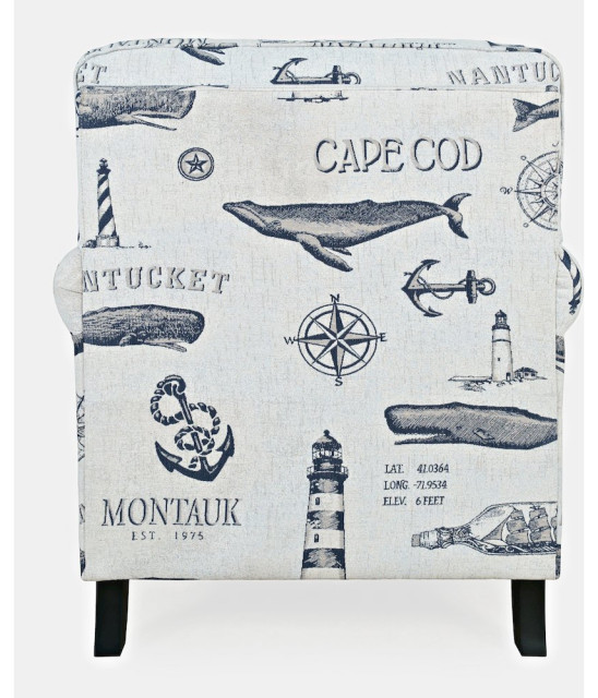 Seafarer Coastal Nantucket Cape Nautical Upholstered Accent Chair ...