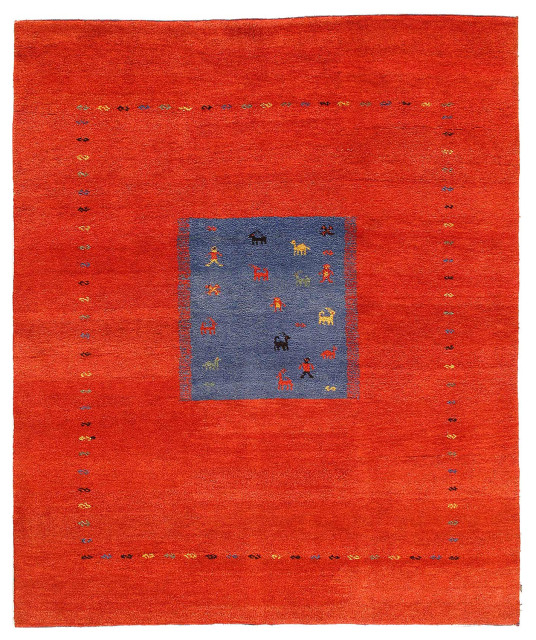 Red Hand Knotted Gabbeh Rug, 6'10"x8'3" - Southwestern - Area Rugs - by ...