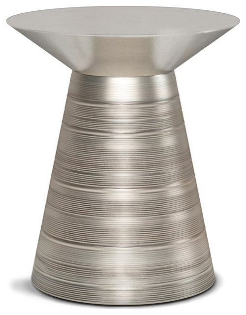 Maklaine Industrial 18 " Metal Accent Side Table in Antique Silver ...