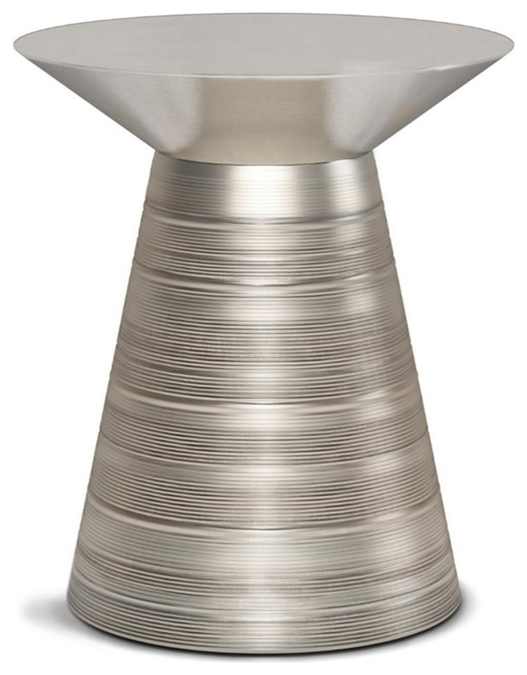 Maklaine Industrial 18 " Metal Accent Side Table in Antique Silver ...