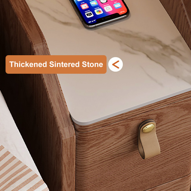 Modern Narrow Smart Nightstand Cherry Bedside Table with Sensor Light ...