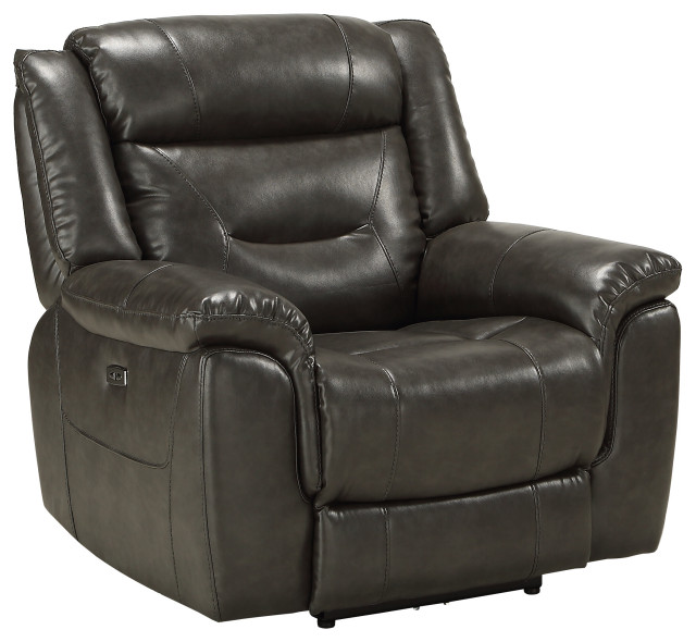 ACME Imogen Recliner, Power Motion, Gray Leather-Aire - Contemporary ...