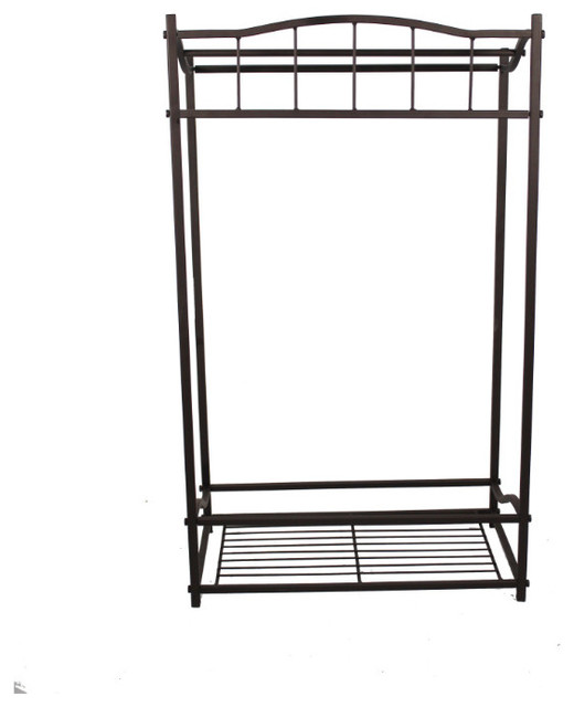 Benzara Metal Bath Towel Butler Stand With Shelf, Bronze - Transitional ...