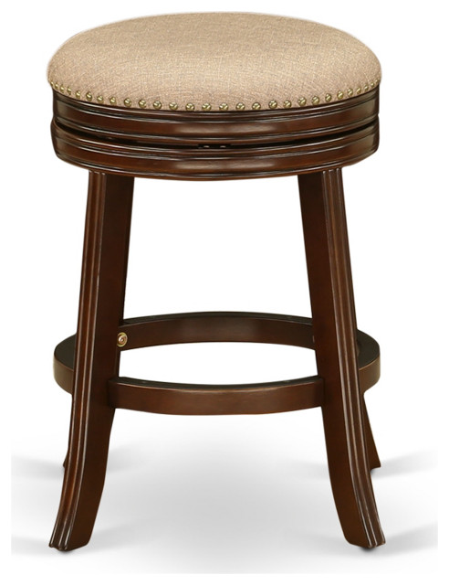 Swivel Backless Barstool 24'' Seat Height, Black Leg, F12-12 Pu Leather ...