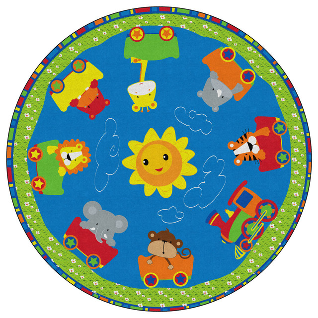 Flagship Carpets CE420-75W 10' Cutie Train Nursery School Rug ...
