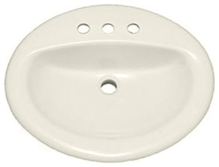 Biscuit Color Console Sink PROFLO Rockaway 20-1/2" Oval Drop-In ...