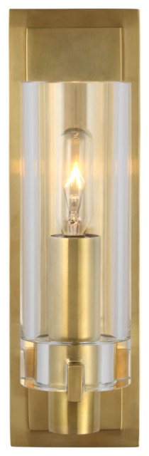 Sonnet Petite Single Wall Sconce, 1-Light, Antique-Burnished Brass, 10"H - Transitional - Wall ...