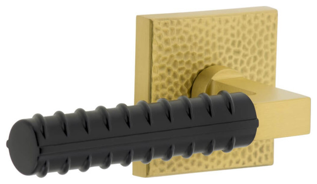 Quadrato Hammered Rosette Satin Brass With Satin Black Contempo Rebar ...