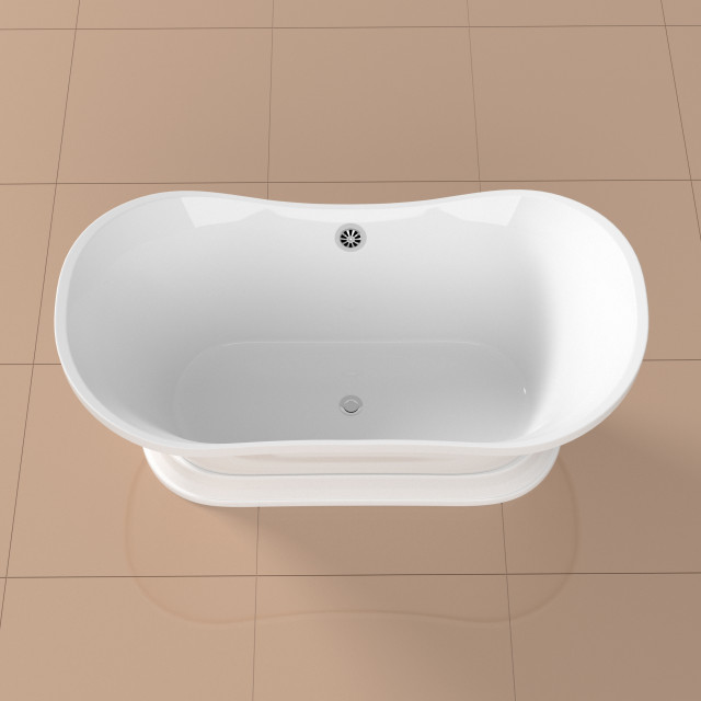 60" Streamline Soaking Freestanding Tub With External Drain ...