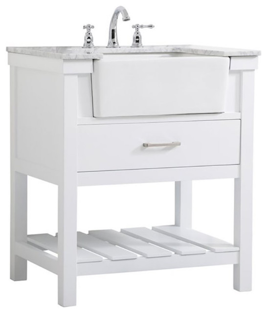 Elegant Decor Clement 30" Aluminum MDF Single Bathroom Vanity in White ...
