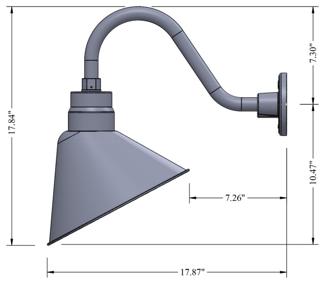 12" Angle Shade Gooseneck Sign Light, 14-1/2" Long Gooseneck Arm ...