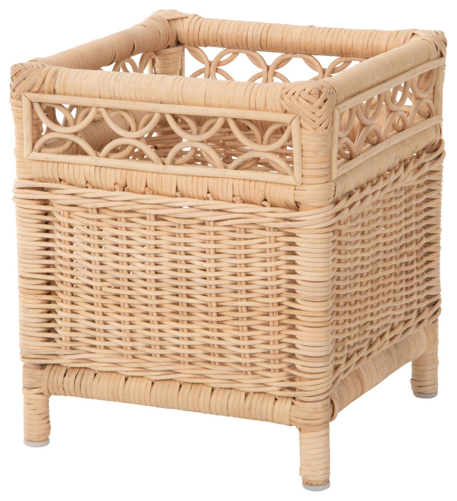 Square Rattan Decorative Indoor Planter Stand, Small - Tropical ...