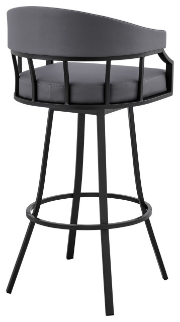 Benzara BM282095 Mayla 30" Swivel Bar Stool Black Flared Legs, Gray ...