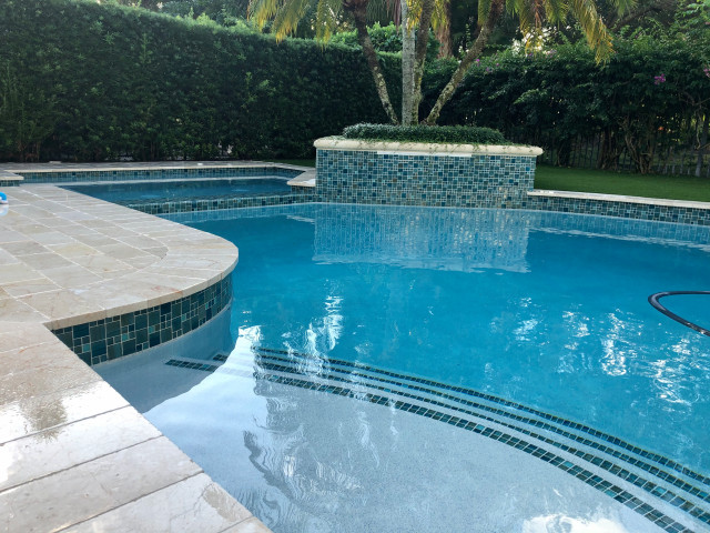 Marble, turf, tile and pool resurface - Midcentury - Pool - Miami - by ...