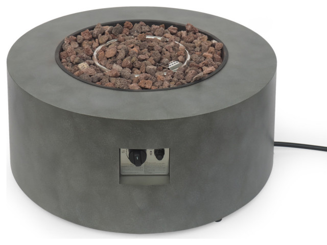 Hemmingway Outdoor Round Fire Pit With Tank Holder - Industrial - Fire ...