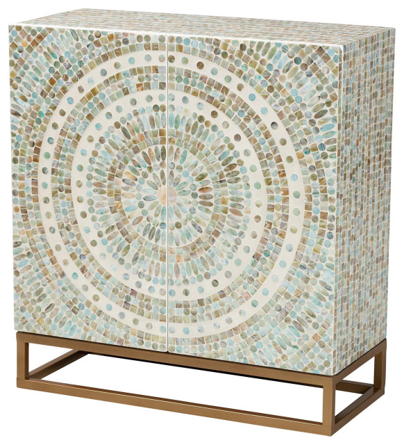 Ilse Multicolor Storage Cabinet With Mother of Pearl - Beach Style ...