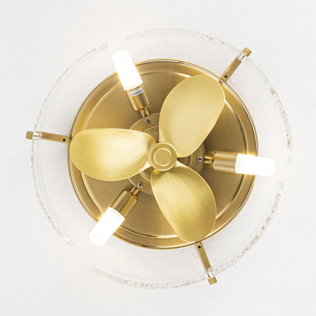 12.7-inch Modern Gold Small Flush Mount Ceiling Fan - Transitional ...