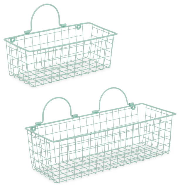 Assorted Aqua Wire Wall Basket (Set of 2) - Contemporary - Baskets - by ...