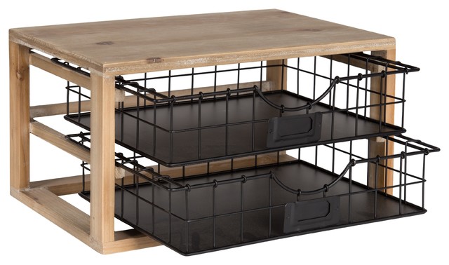 Kate and Laurel Tanner Wood and Metal Desktop Drawers Letter Tray ...