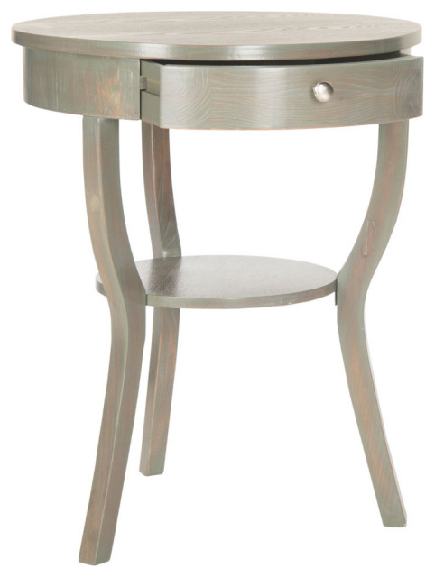 Adelaide Round Pedestal End Table With Drawer Ash Gray - Farmhouse ...
