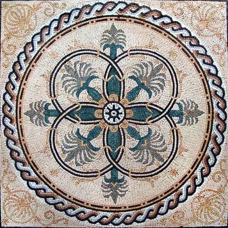 Roman Floral Mosaic Square, Noa, 24" x 24" - Traditional - Tile Murals ...