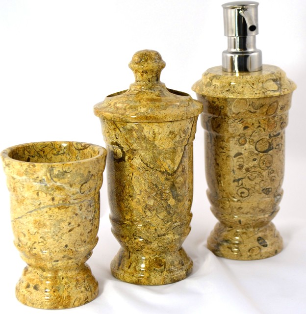 Fossil Stone 3-Piece Unique Bathroom Accessory Set of Tasmanian ...