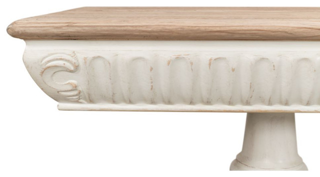 Hugo Console Table With Storage Antique White With Natural Top - French ...