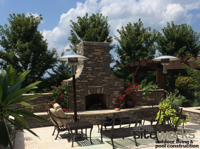 Stone wall, columns and outdoor fireplace - Patio - Nashville - by ...