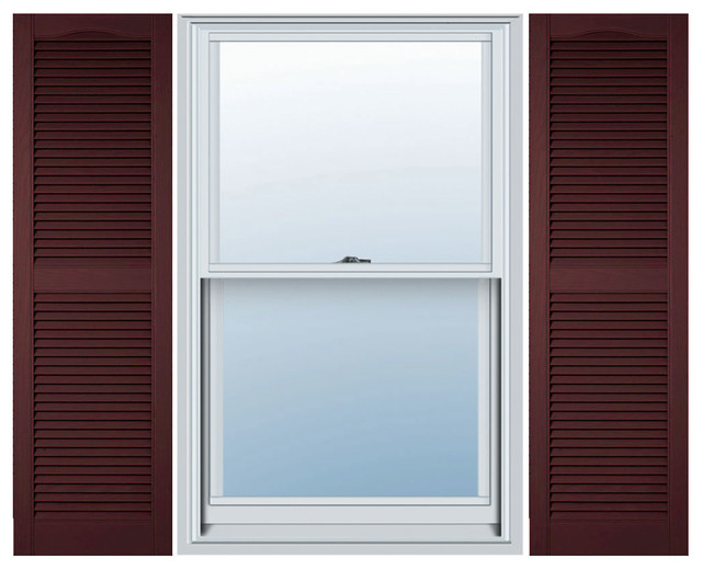 Lifetime Vinyl Custom Cathedral 2-Equal Louver Shutters, Bordeaux, 24"H ...