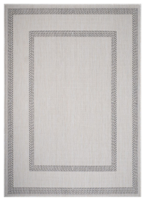 5'x7' Gray Double Border Indoor/Outdoor Area Rug, 5'3"x7 ...