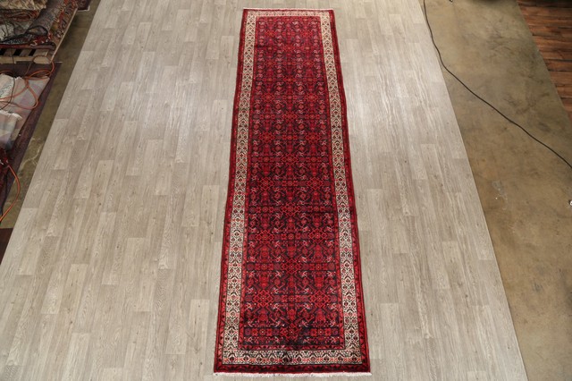 Consigned,Vintage Oriental Handmade 13' Persian Rug Runner, Red, 13'2 ...
