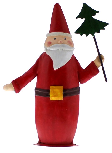 Set of 3 Retro Metal Santa Statues 9", Red Sculptures Figures ...