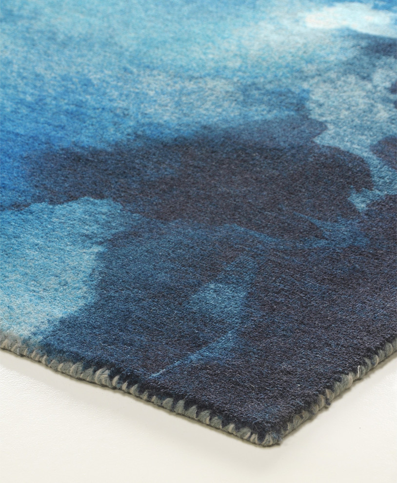 Blue Contemporary Watercolor Luminous Area Rug, 5' x 7' - Contemporary ...