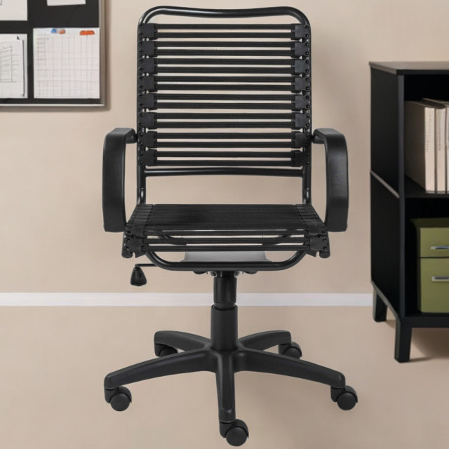 Black Adjustable Swivel Bungee Rolling Office Chair - Contemporary ...