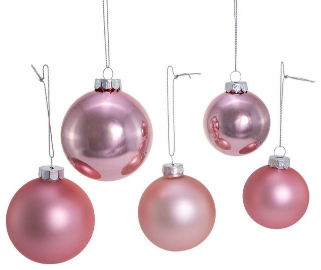60-80MM Shiny and Matte Pink Glass Ball Ornaments, 20-Piece Set ...