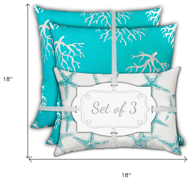 18" X 18" Ocean Blue And White Zippered Nautical Throw Indoor Outdoor ...