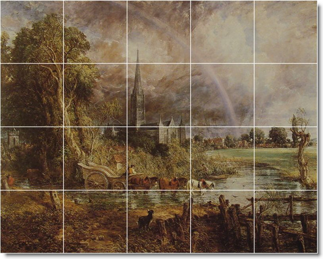 John Constable Country Painting Ceramic Tile Mural #223, 60" Wide x 48 ...