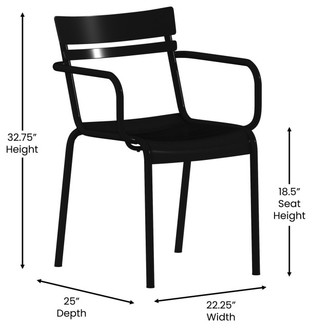 Black Steel Arm Chair - Industrial - Outdoor Dining Chairs - by PARMA ...