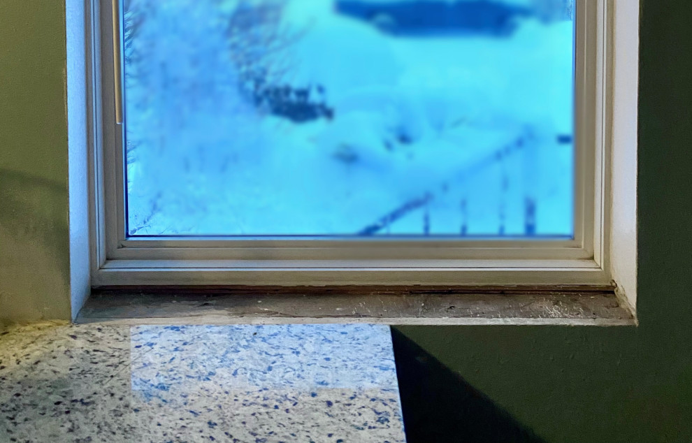 Window sill when half of window is flush with countertop? | Houzz Forum