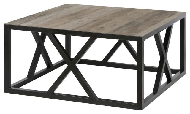 35" Black Steel Square Coffee Table - Industrial - Coffee Tables - by ...