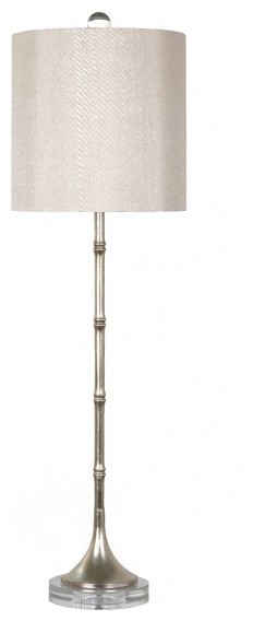 Antique Silver Bamboo Table Lamp With Crystal Base - Transitional ...