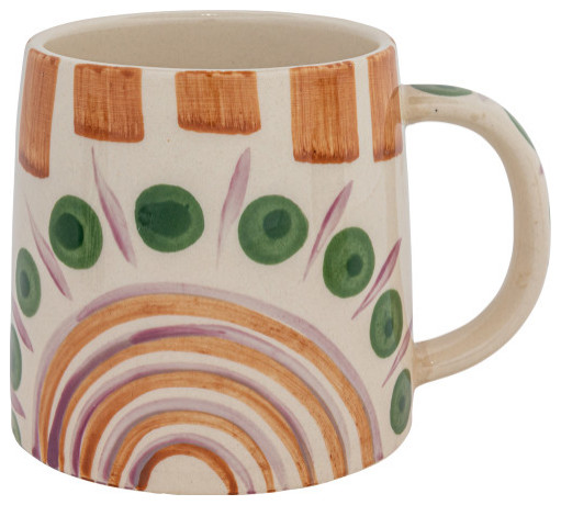 4.25 Inches Stoneware Mug With Geometric Pattern Prints, Multicolor ...