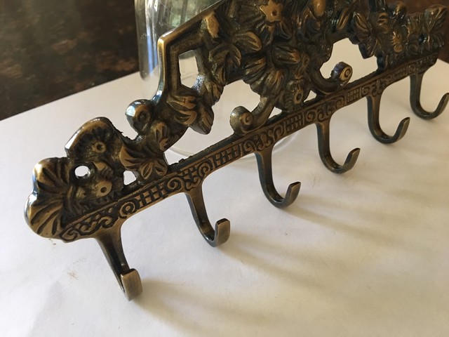 Victorian 6-Hooks Key Rack, Antique Brass Finish - Victorian - Wall ...