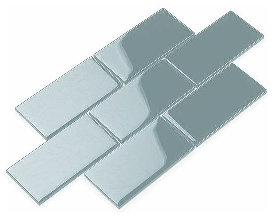 Glass Subway Tile, Gray, Sample Swatch, 3x6 - Contemporary - Wall And ...